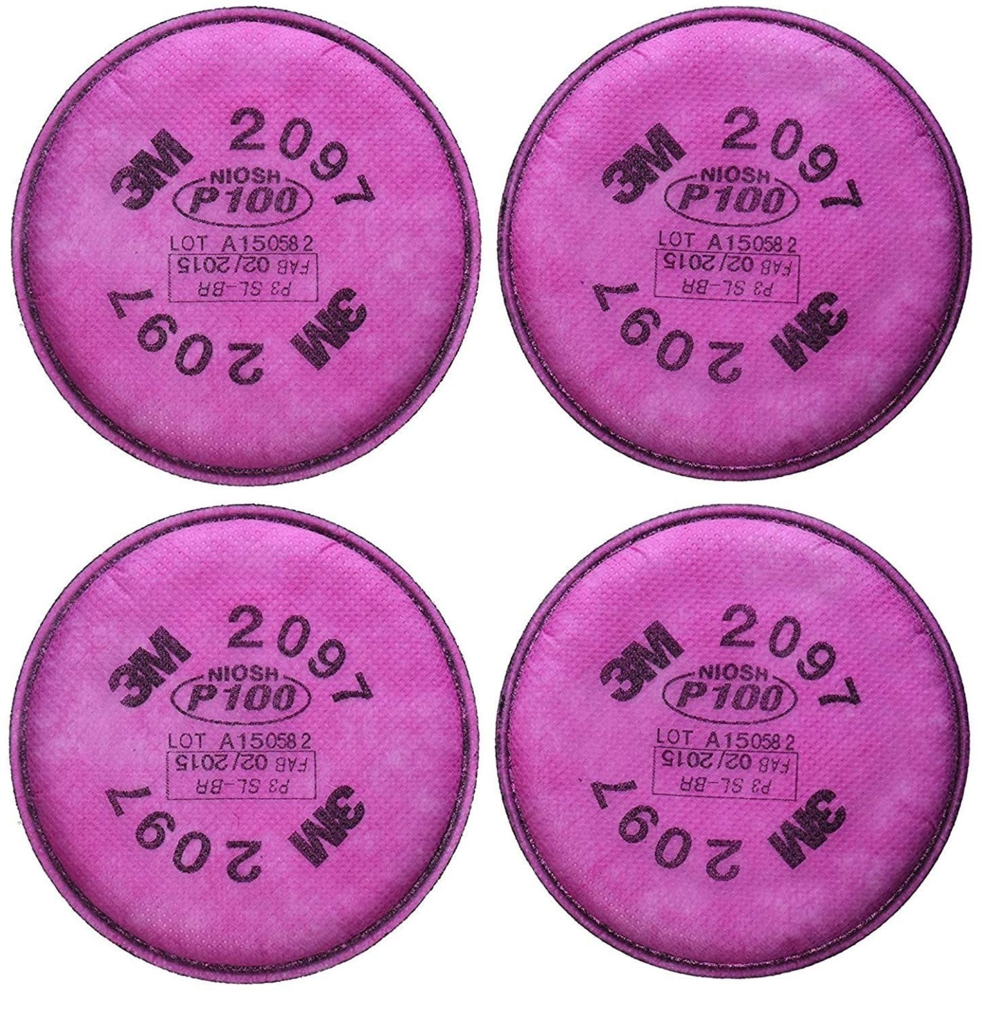 3M 2097 P100 Particulate Filter with Organic Vapor Relief, 2 Pairs (4 Filters)