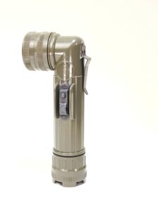 fulton n-47 waterproof right angle flashlight, battery powered, olive drab