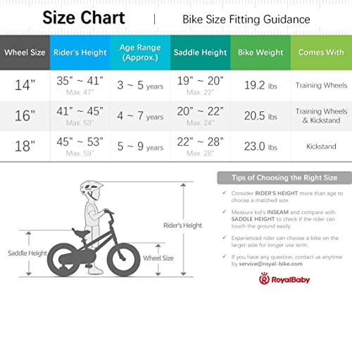 RoyalBaby Space Shuttle 18" Magnesium Alloy Kids Bike w/Dual Disc Brakes, Adjustable Handlebar & Seat, Training Wheels, & Kickstand, Purple