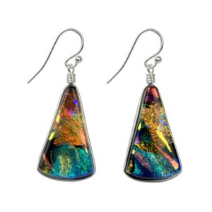 window waterfalls earrings nickel free dichroic glass dangles rz19 - kaleidoscope