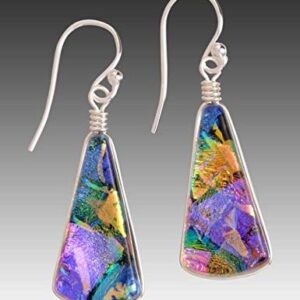 Window Waterfalls Earrings Nickel Free Dichroic Glass Dangles RZ19 - Kaleidoscope