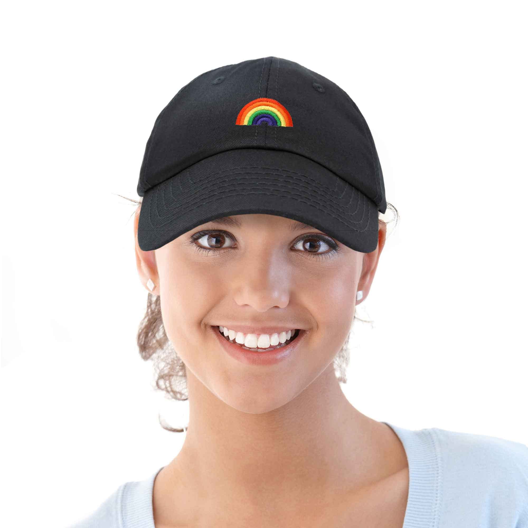 DALIX Rainbow Baseball Cap Womens Hats Cute Hat Soft Cotton Caps in Black