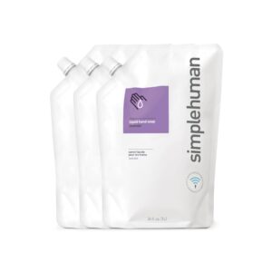 simplehuman lavender moisturizing liquid hand soap refill pouch, 34 fl. oz. (pack of 3)