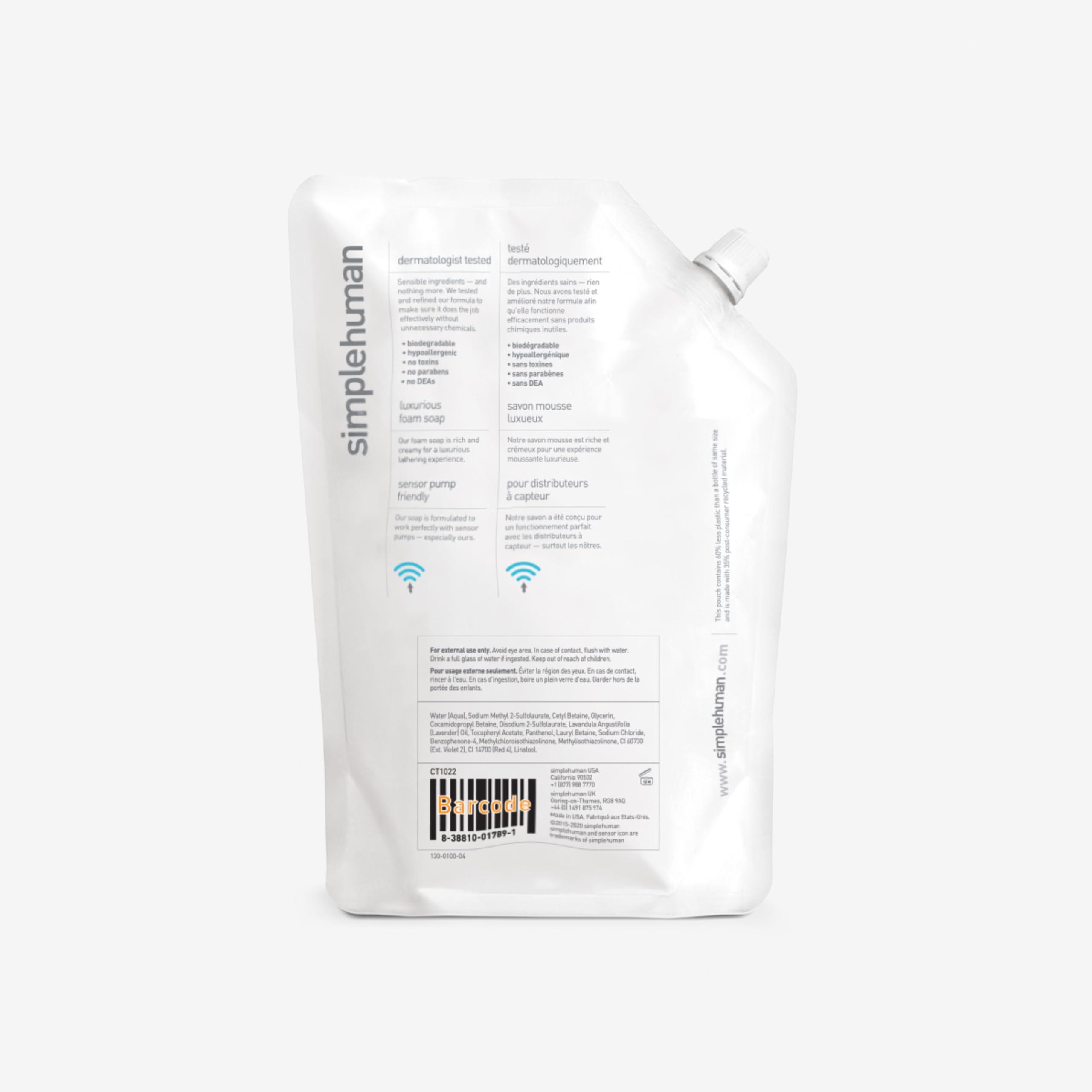 simplehuman Lavender Moisturizing Liquid Hand Soap Refill Pouch, 34 Fl. Oz. (Pack of 3)