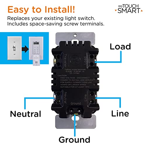 myTouchSmart 33861 LE One in-Wall Digital Timer, Push Door Switch, Backlit LED Screen, 8 Custom On/Off Times, Countdown Mode, Daily/Weekly Set, Off & Countdown