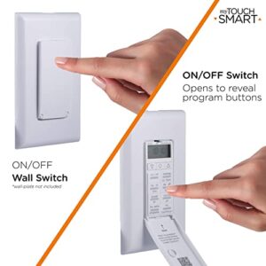 myTouchSmart 33861 LE One in-Wall Digital Timer, Push Door Switch, Backlit LED Screen, 8 Custom On/Off Times, Countdown Mode, Daily/Weekly Set, Off & Countdown