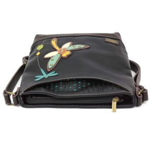 CHALA Sweet Messenger Mid Size Shoulder Purse with Adjustable Strap - Dragonfly - black