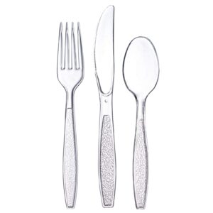 [360 combo box] clear heavyweight disposable plastic silverware - cutlery