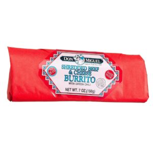 don miguel individually wrapped beef and cheese burrito, 7 oz., (12 per case)