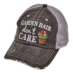 katydid garden hair don’t care baseball cap - trucker hat for women - stylish cute sun hat gray