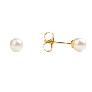 studex sensitive white pearl stud earrings 5mm | hypoallergenic and nickel safe for sensitive ears | gold plated posts | high fashion earrings for women and men-pr-675-s