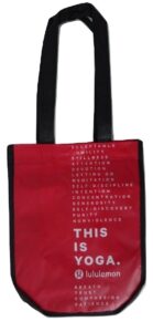 lululemon small reusable tote gym bag (this is yoga, red)