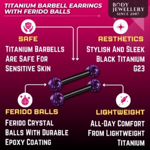 bodyjewellery 2pcs 16g Piercing Barbell Stud Black Titanium Bar Cartilage Helix Forward Anti Tragus Vertical Lobe Ferido Balls B2JCI