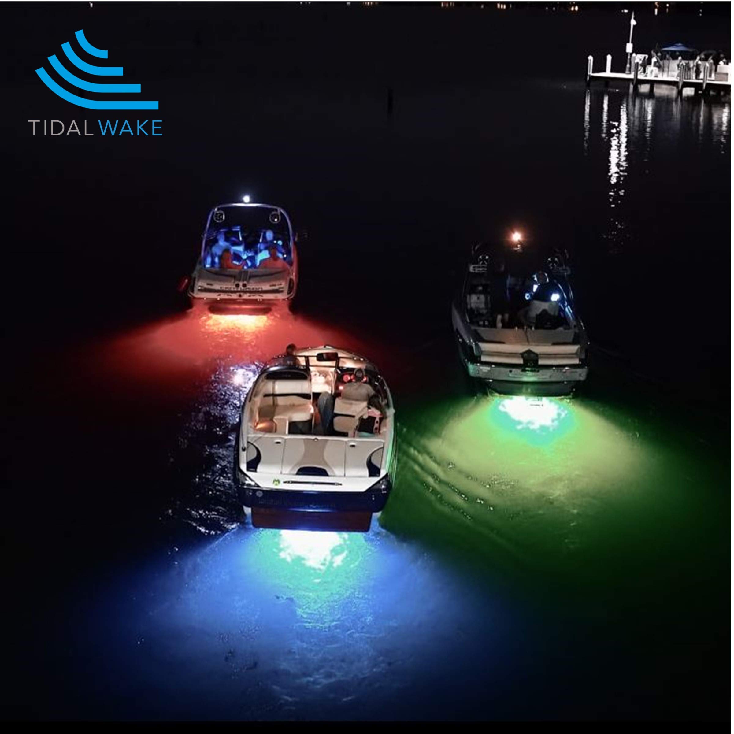 Tidal Wake IP68 Underwater 1/2in Standard Boat Drain Plug LED Light/Green Fish Attractor Light / 3 Yr/50,000hr Warranty, 316 Stainless Steel, 12-30v/27w,1800 lumen w/Storage Bag (Green)