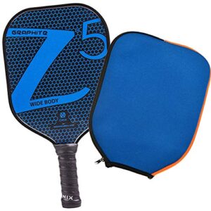 onix z5 graphite pickleball paddle (blue) with cushion grip and blue paddle cover