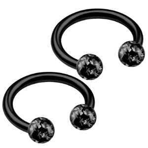 bodyjewellery 2pcs 16g circular barbell jewelry black titanium g23 tragus cartilage eyebrow helix snake nose septum bite lip ear b2jcb