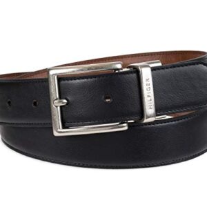 Tommy Hilfiger Men's Reversible Leather Belt - Casual for Mens Jeans with Double Sided Strap and Silver Buckle , cognac/black, 34