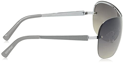 SOUTHPOLE Women's 444SP Vintage 90s Metal Shield Rectangular Sunglasses (139mm) -UV400 Protection, Trendy Gift, Silver & Grey, 139 mm