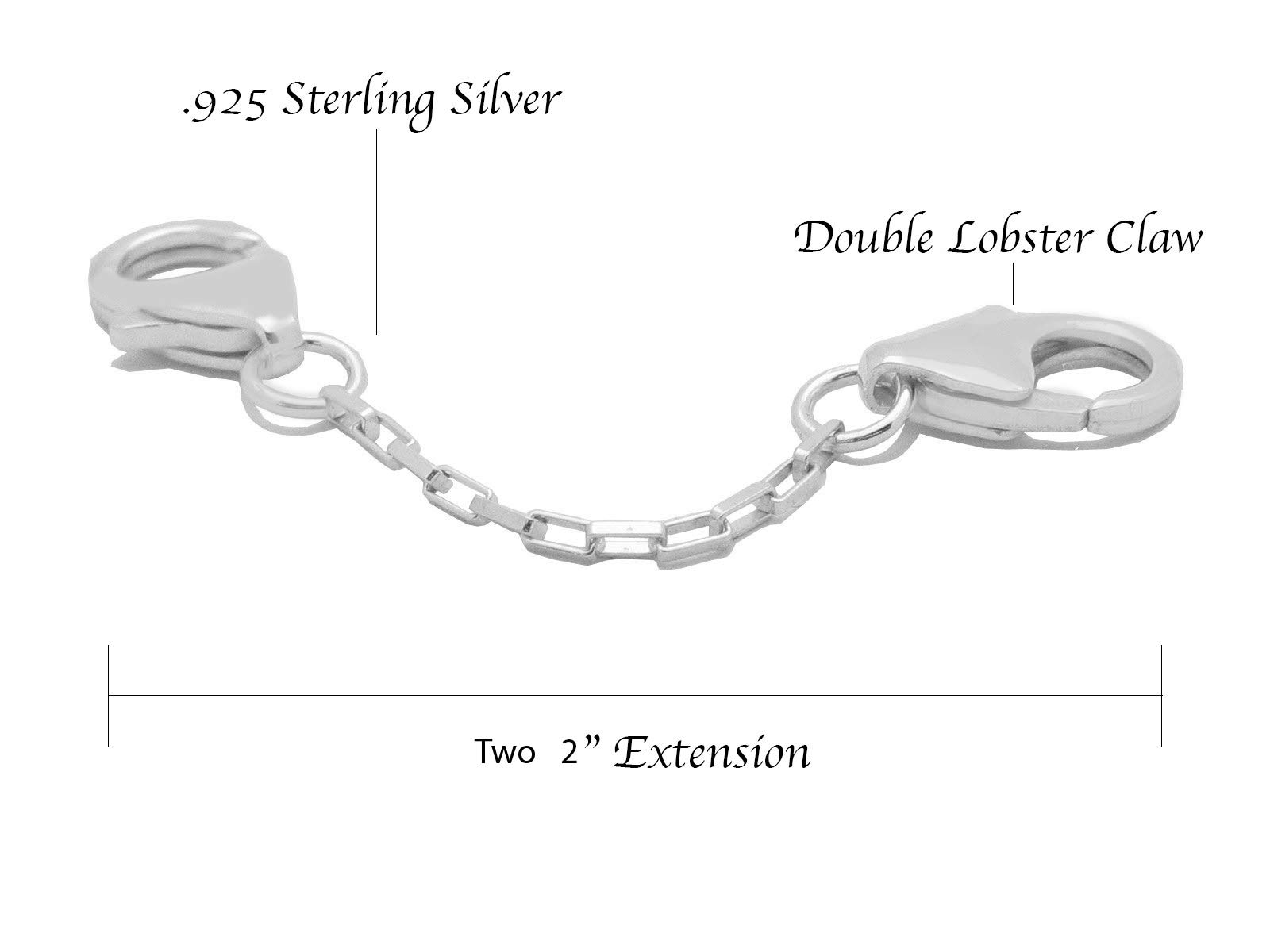 Made in Italy Ultra Durable | 925 Sterling Silver Extender Chain for Bracelets, Necklaces, Anklets, Key Chains | 2 Inches