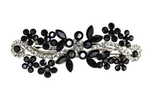 faship gorgeous black crystal flower hair barrette