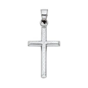 14k white gold cross pendant - high polished charm pendant - religious based fine jewelry - ideal for men & women - perfect gift for christmas, birthday & all occasions, 25mm x 16mm, 0.7 grams