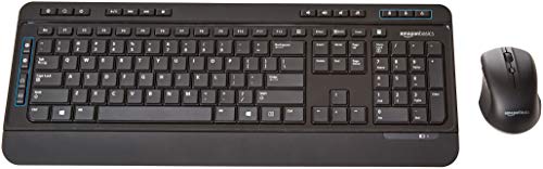 Amazon Basics Wireless Full Size Computer Keyboard and Mouse Combo, US Layout (QWERTY), Black