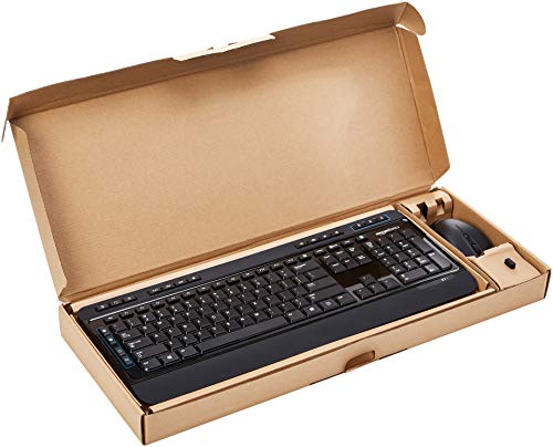 Amazon Basics Wireless Full Size Computer Keyboard and Mouse Combo, US Layout (QWERTY), Black