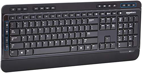 Amazon Basics Wireless Full Size Computer Keyboard and Mouse Combo, US Layout (QWERTY), Black