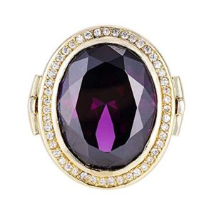 HKN1682 Designs Purple Amethyst Cubic Zirconia 14k Gold Plated Bishop Cross and Midre Ring (10)