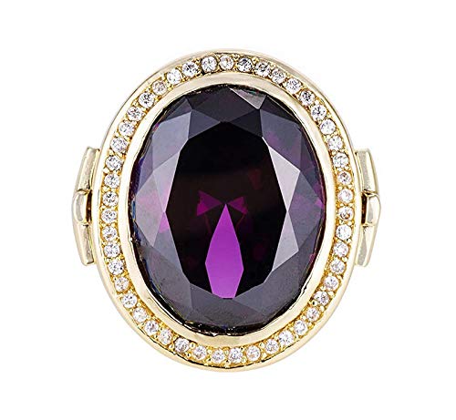 HKN1682 Designs Purple Amethyst Cubic Zirconia 14k Gold Plated Bishop Cross and Midre Ring (10)