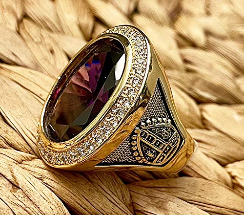 HKN1682 Designs Purple Amethyst Cubic Zirconia 14k Gold Plated Bishop Cross and Midre Ring (10)