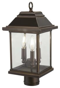 minka lavery outdoor post lights 72636-143c mariner's pointe exterior post lantern, 3-light 180 watts, oil rubbed bronze