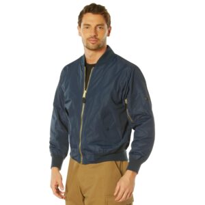 Rothco Lightweight MA-1 Flight Jacket - Iconic Bomber Style Jacket Comfortable Coat (US, Alpha, X-Small, Regular, Regular, Navy Blue)