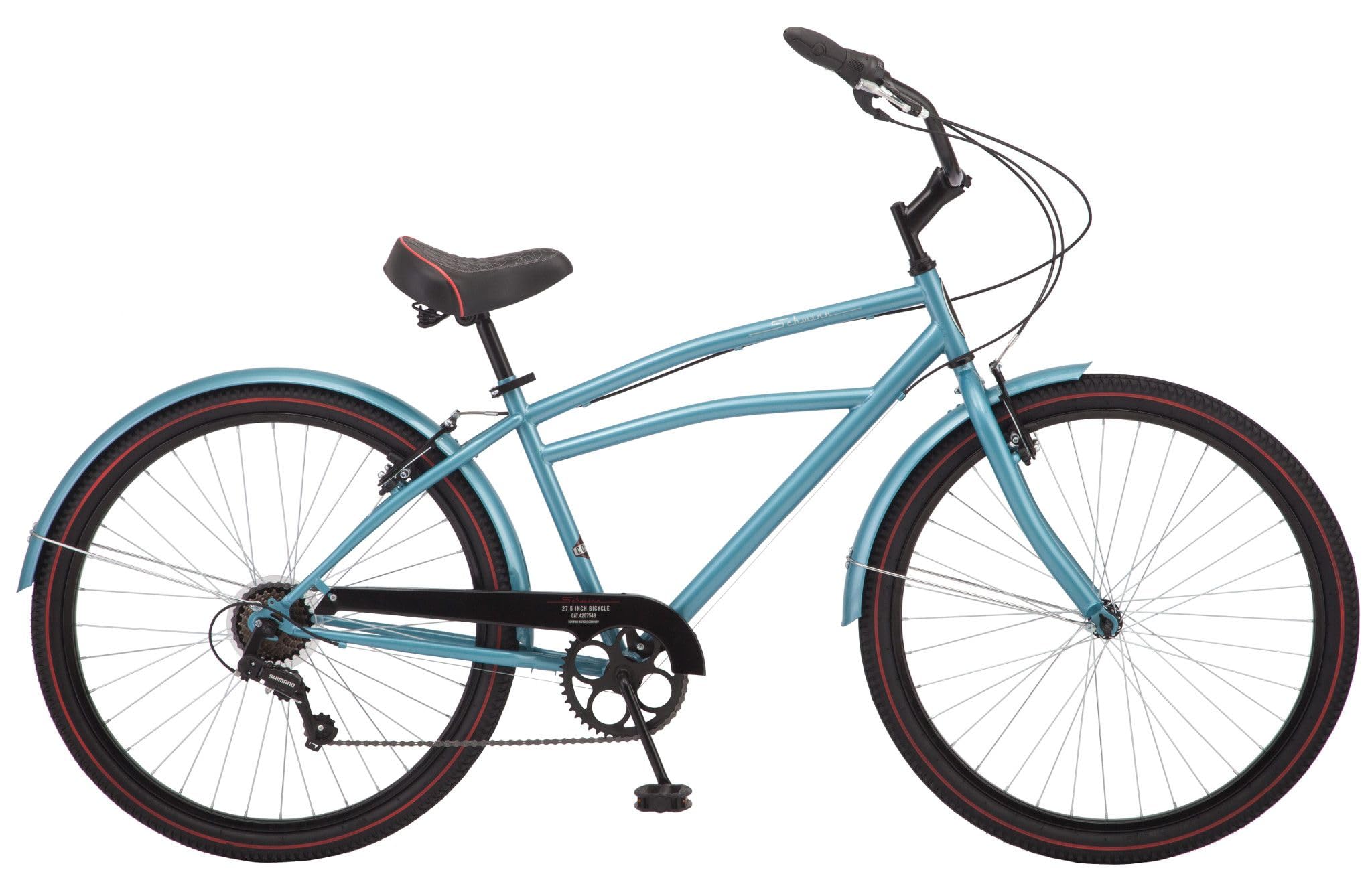 Schwinn Costin Cruiser Bike, for Men and Women, 7-Speed, 27.5-Inch Wheels, Suggested Rider Height 64-74-Inches Tall, Blue