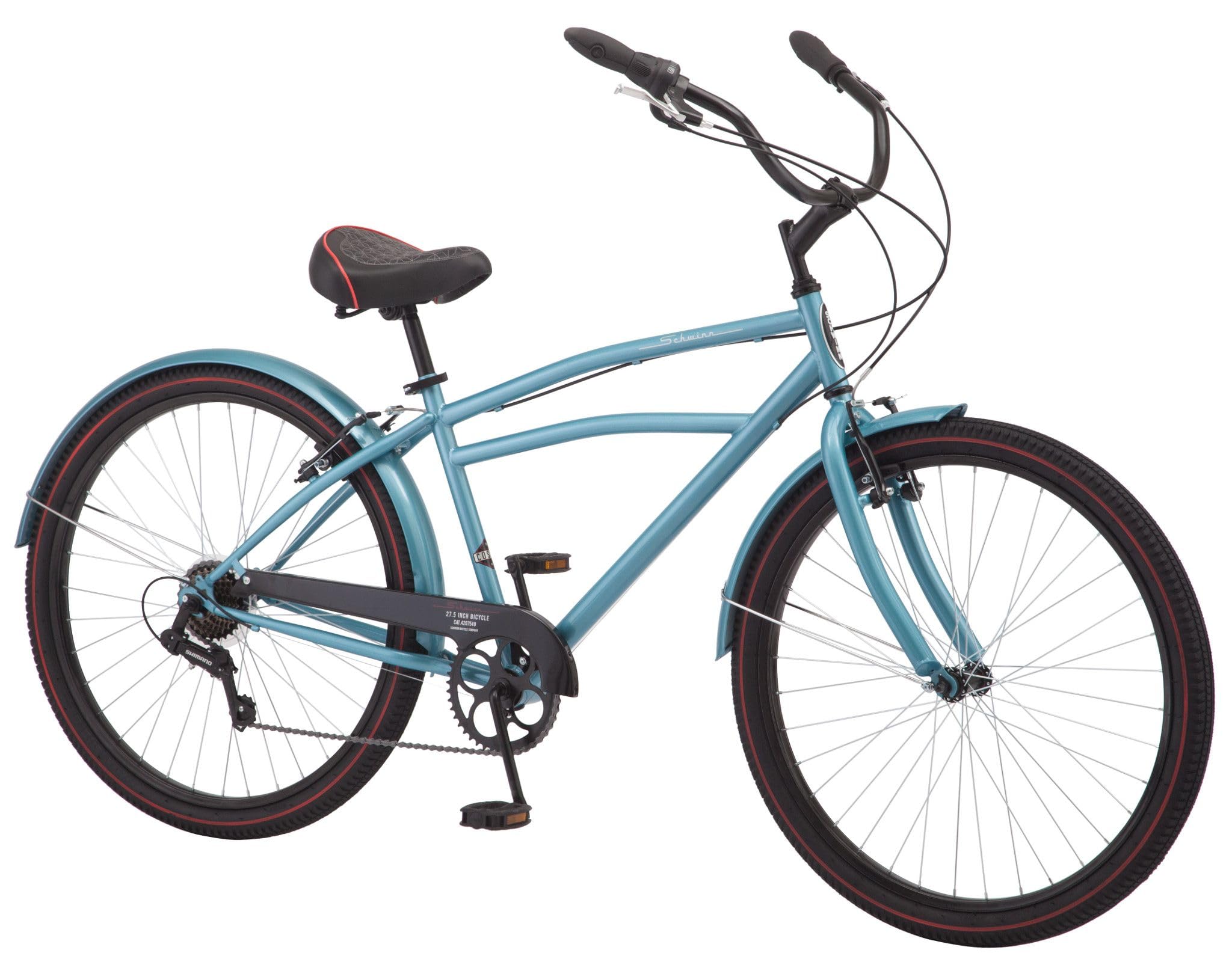 Schwinn Costin Cruiser Bike, for Men and Women, 7-Speed, 27.5-Inch Wheels, Suggested Rider Height 64-74-Inches Tall, Blue