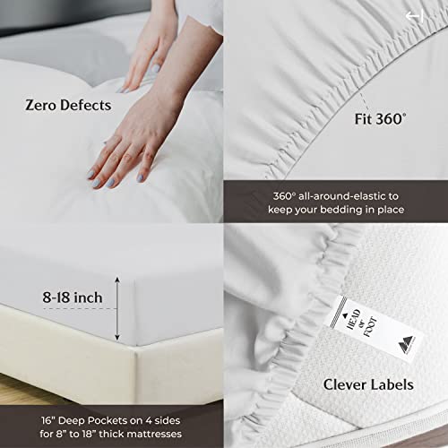 Mayfair Linen 100% Egyptian Cotton Sheets Set Queen - 1000 High Thread Count, Luxury 5-Star Hotel 4 PC Sateen Bed Sheets Queen Size, Soft, Breathable Extra Long Staple 16" Deep Pocket Sheets - Silver