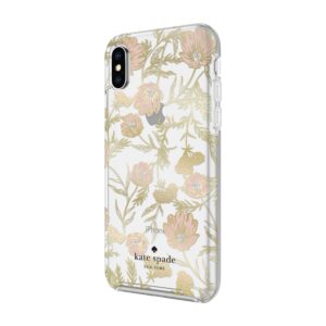 Kate Spade Floral iPhone X/XS Case - Slim, Bumper Protection, Blossom Pink/Gold with Gems