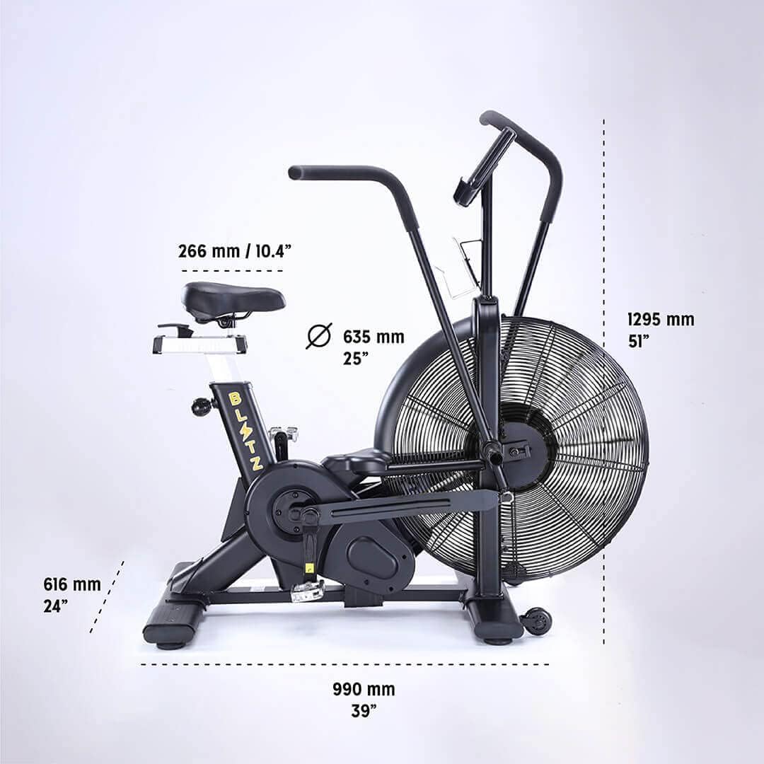 Air Bike [Bells of Steel] Fan Bike Exercise Bike, Blitz Cardio Bike, Belt Driven Air Bike Exercise Machine with Phone and Bottle Holder – 25in Fan Diameter, 350lb Capacity Stationary Bike