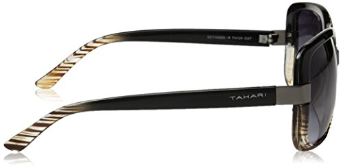 TAHARI womens Th124 Glamorous Oversized UV Protective Women s Rectangular Sunglasses Elegant Gifts for Women 58 mm, Black Fade, mm US