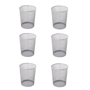 Rubbermaid Commercial Concept Collection Trash Can, 5-Gallon, Silver, Open Top Garbage Bin/Wastebasket Home/Bedroom/Office/Bathroom, Pack of 6