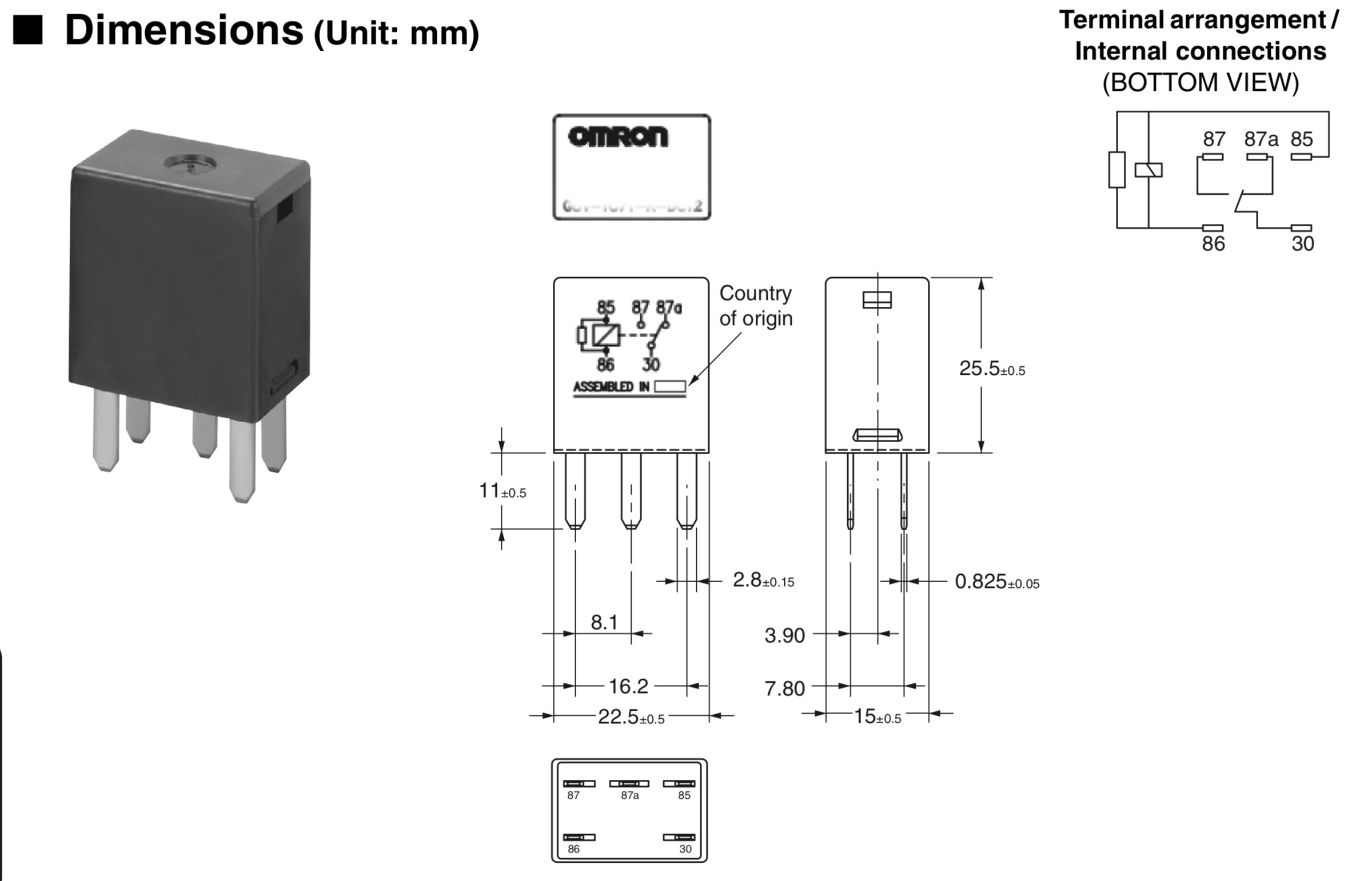 Omron GM 5 pin Black 12077866 Replacement for Relay 5810-0202, 7866 (Pack of 3)