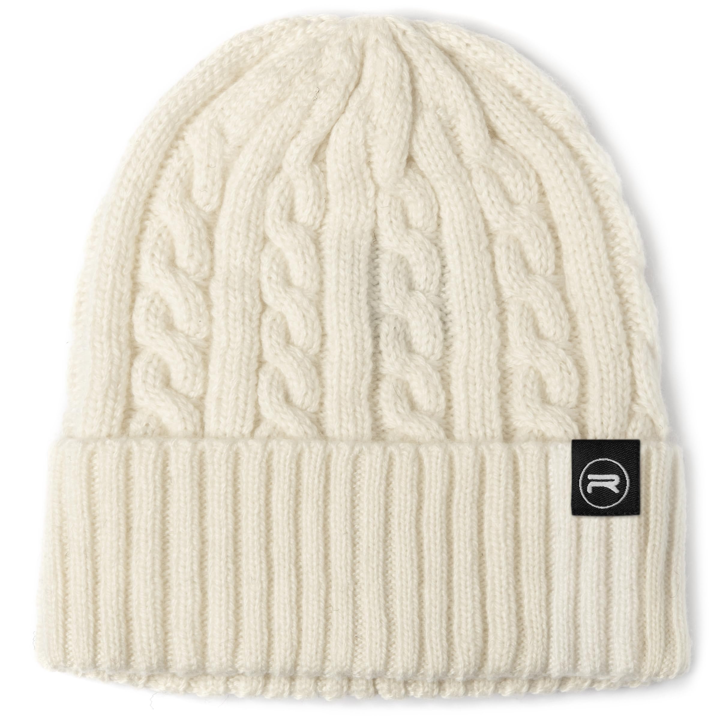 Revony Cable Knit Beanie for Women & Men - Warm, Soft, with a Delicious Cashmere Feel Ivory