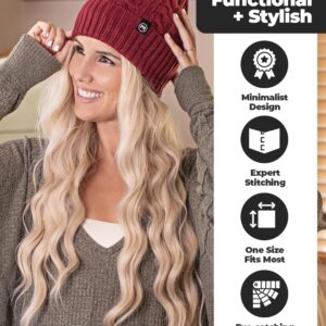 Revony Cable Knit Beanie for Women & Men - Warm, Soft, with a Delicious Cashmere Feel Ivory