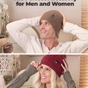 Revony Cable Knit Beanie for Women & Men - Warm, Soft, with a Delicious Cashmere Feel Ivory