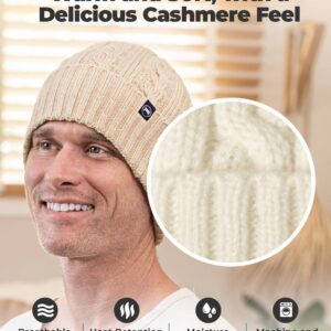 Revony Cable Knit Beanie for Women & Men - Warm, Soft, with a Delicious Cashmere Feel Ivory