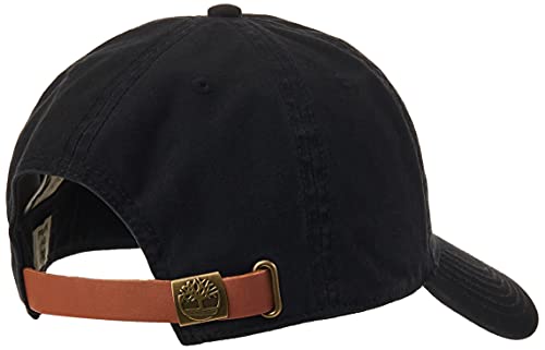 Timberland Men's Cotton Canvas Baseball Cap Hat, Black/Logo Patch, One Size