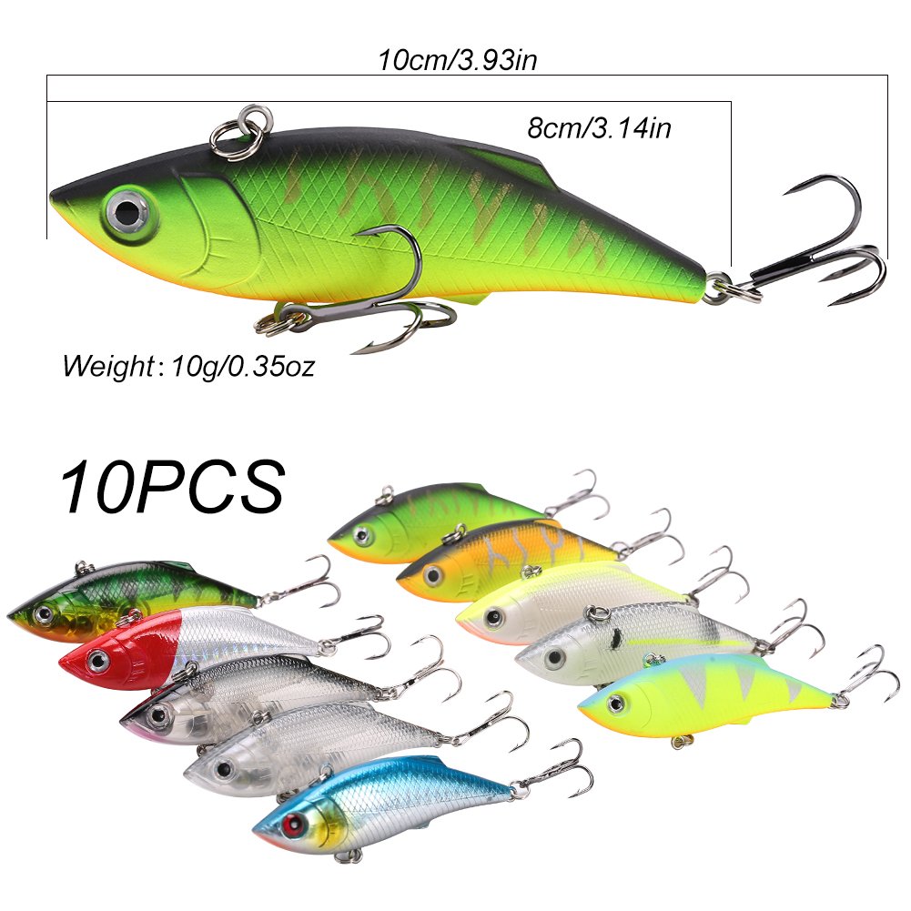 Sougayilang Fishing Lures Swimbait Vibe Crankbaits for Trout Bass Perch Musky Walleye Fishing-Style-F 10Pcs