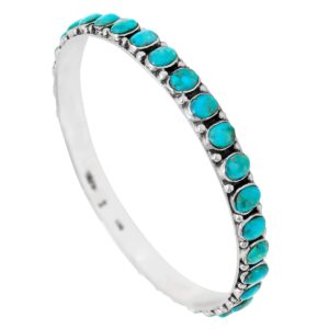 stackable turquoise bangle bracelet sterling silver 925 genuine turquoise (turquoise)