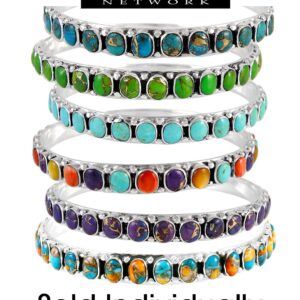 Stackable Turquoise Bangle Bracelet Sterling Silver 925 Genuine Turquoise (Turquoise)