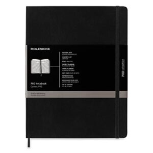 moleskine pro notebook, soft cover, xl (7.5" x 9.5") professional project planning, black, 192 pages